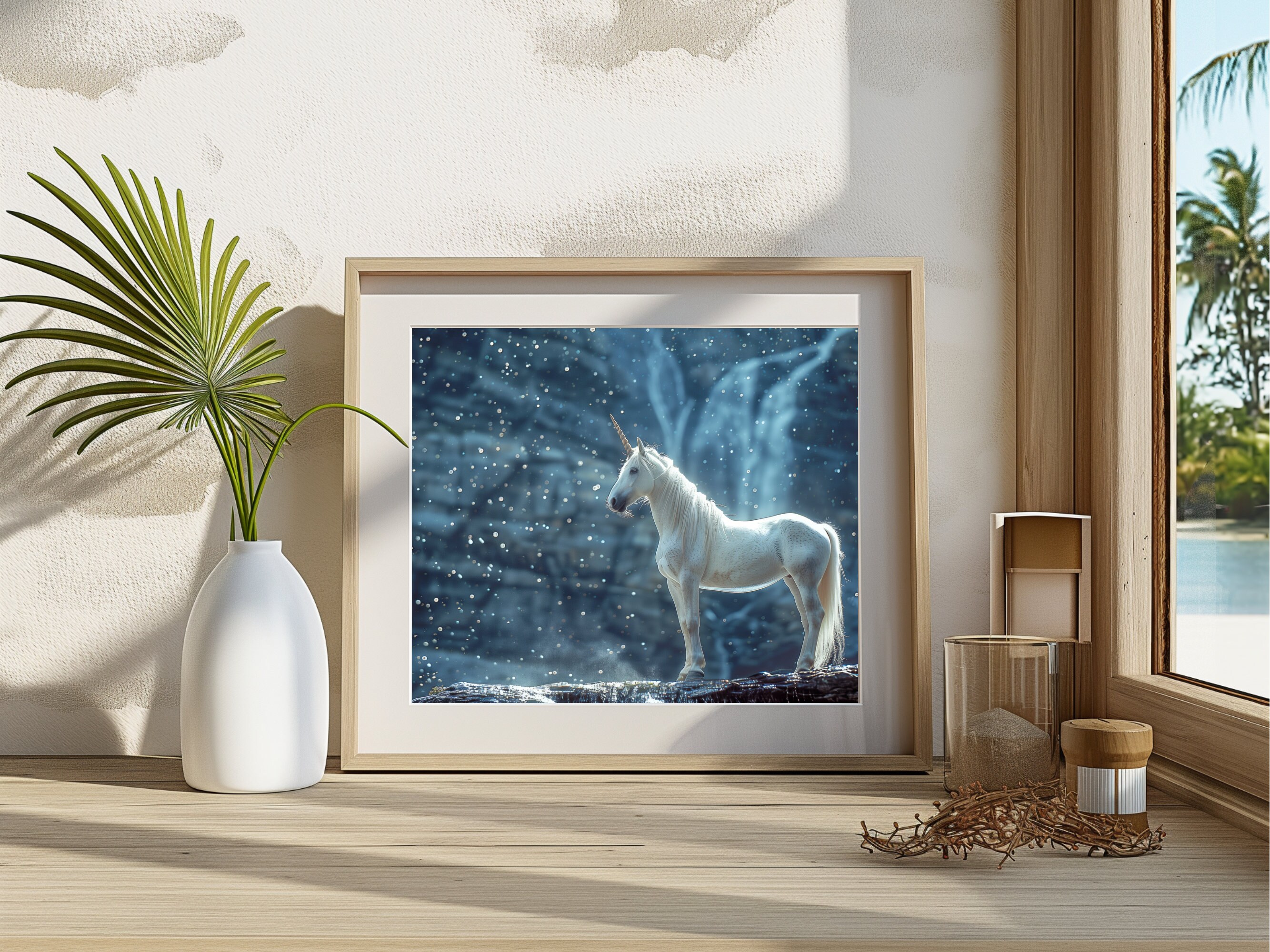 Printable Enchanted Unicorn: Ethereal Unicorn at Winter Waterfall ...