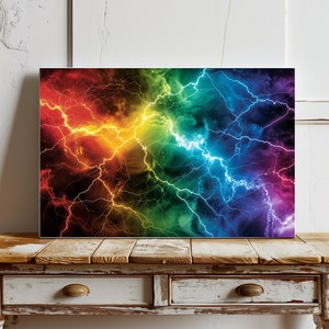 Printable Rainbow Lightning Art: Vibrant Hues, Perfect for Adding a ...