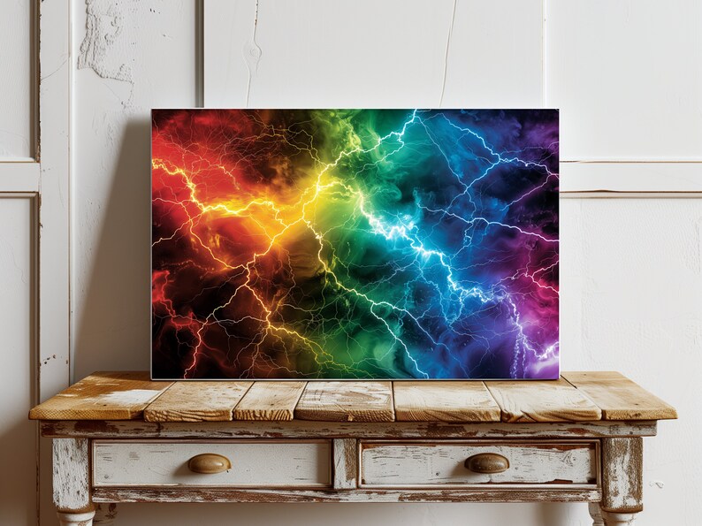 Printable Rainbow Lightning Art: Vibrant Hues, Perfect for Adding a ...
