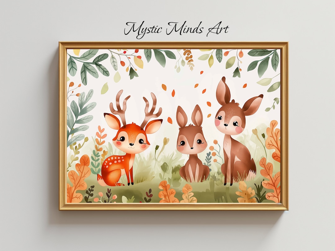 Woodland Whimsy: Deer and Rabbit Delight. Enchanting Forest Scenes ...