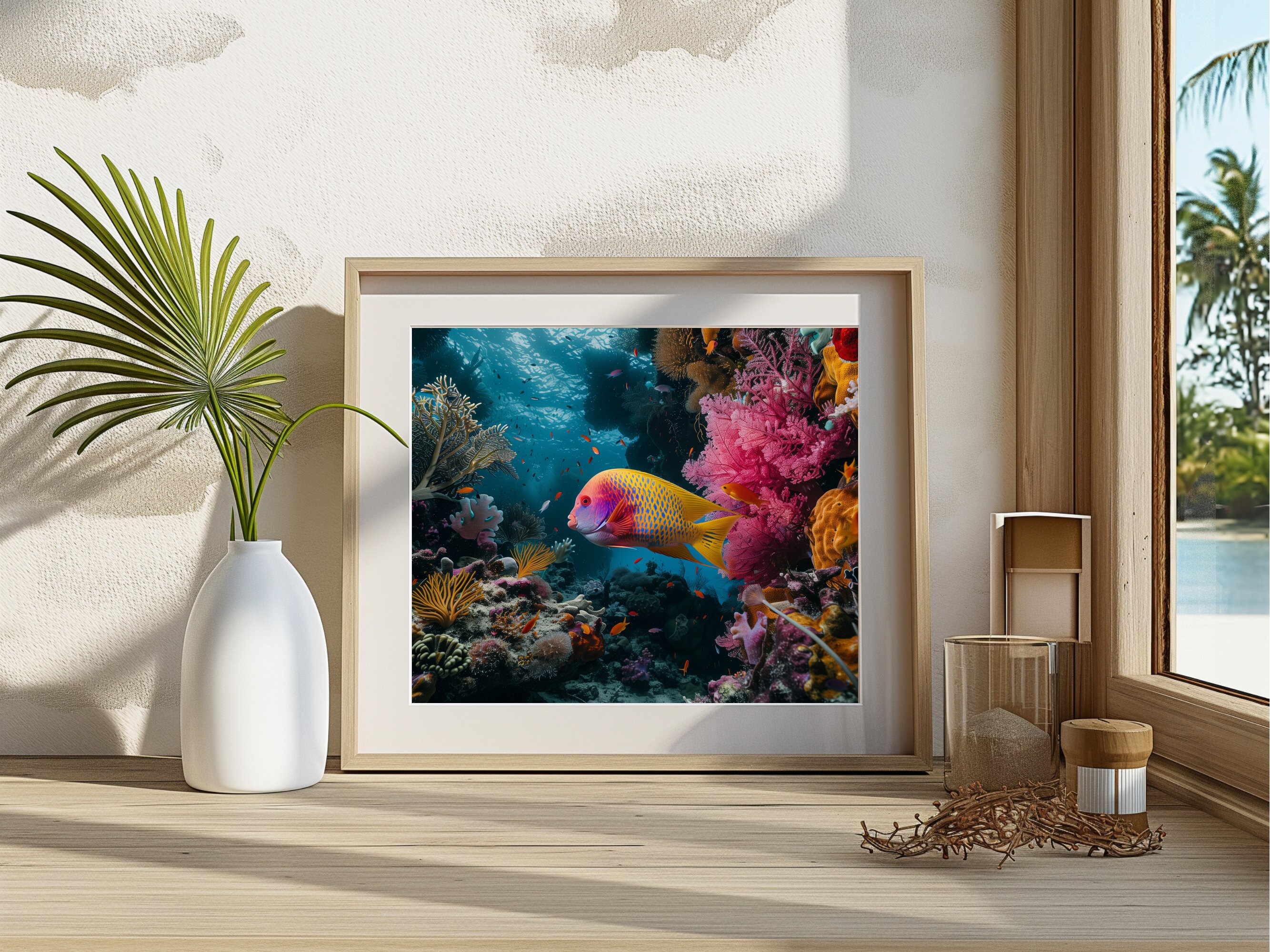 Printable Vibrant Coral Reef Underwater Scene: Bright Colorful Fish and ...