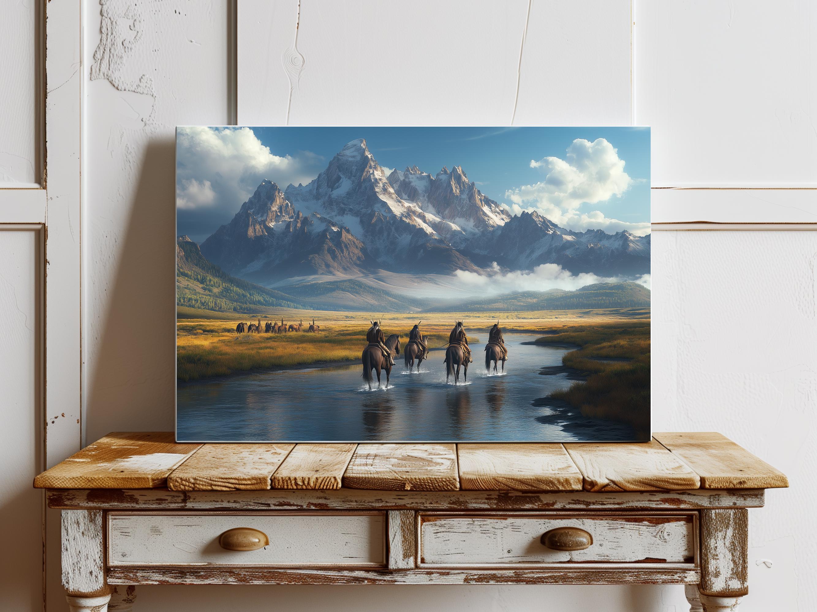 Riders of the Ancestral Plains; Printable Digital Art, Native American ...