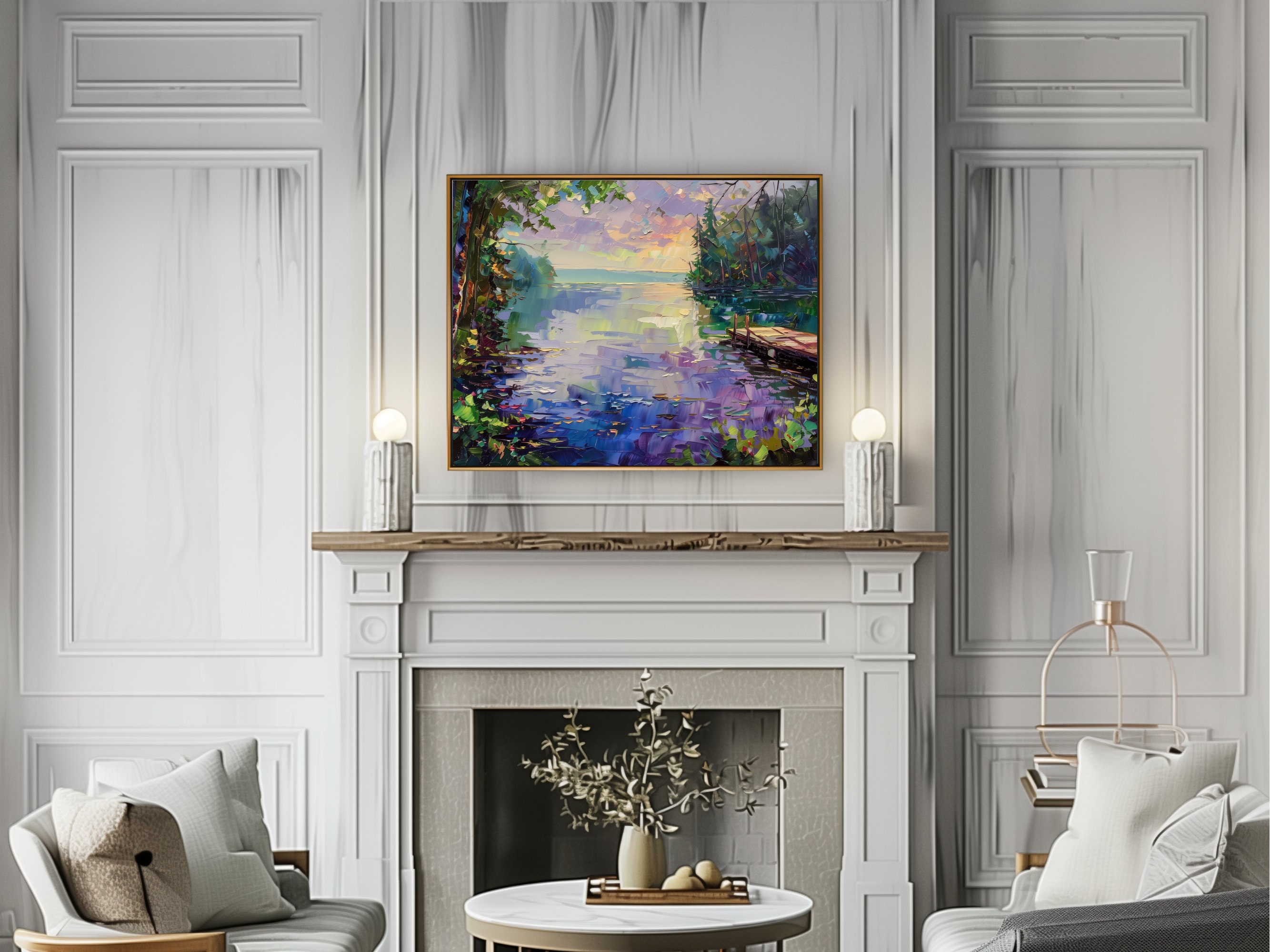 Printable Impressionist Lake Reflections: Serene Lakeside Beauty ...