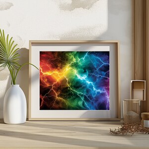Printable Rainbow Lightning Art: Vibrant Hues, Perfect for Adding a ...