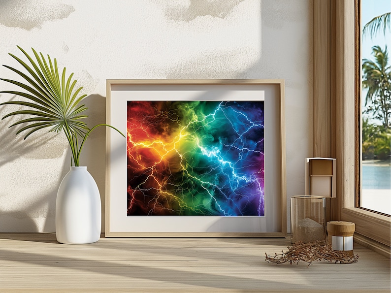 Printable Rainbow Lightning Art: Vibrant Hues, Perfect for Adding a ...