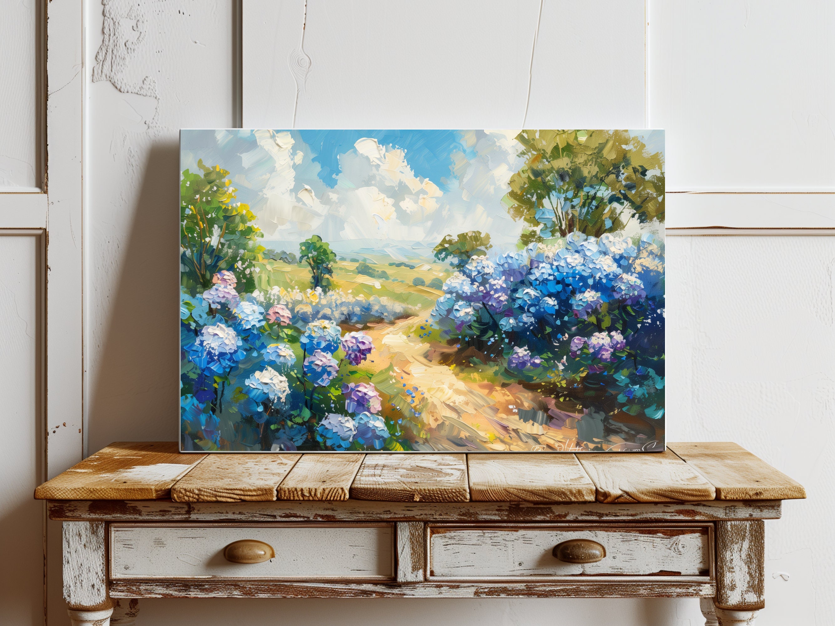 Hydrangea Serenade: Hydrangea Landscape Painting With Palette Knife ...