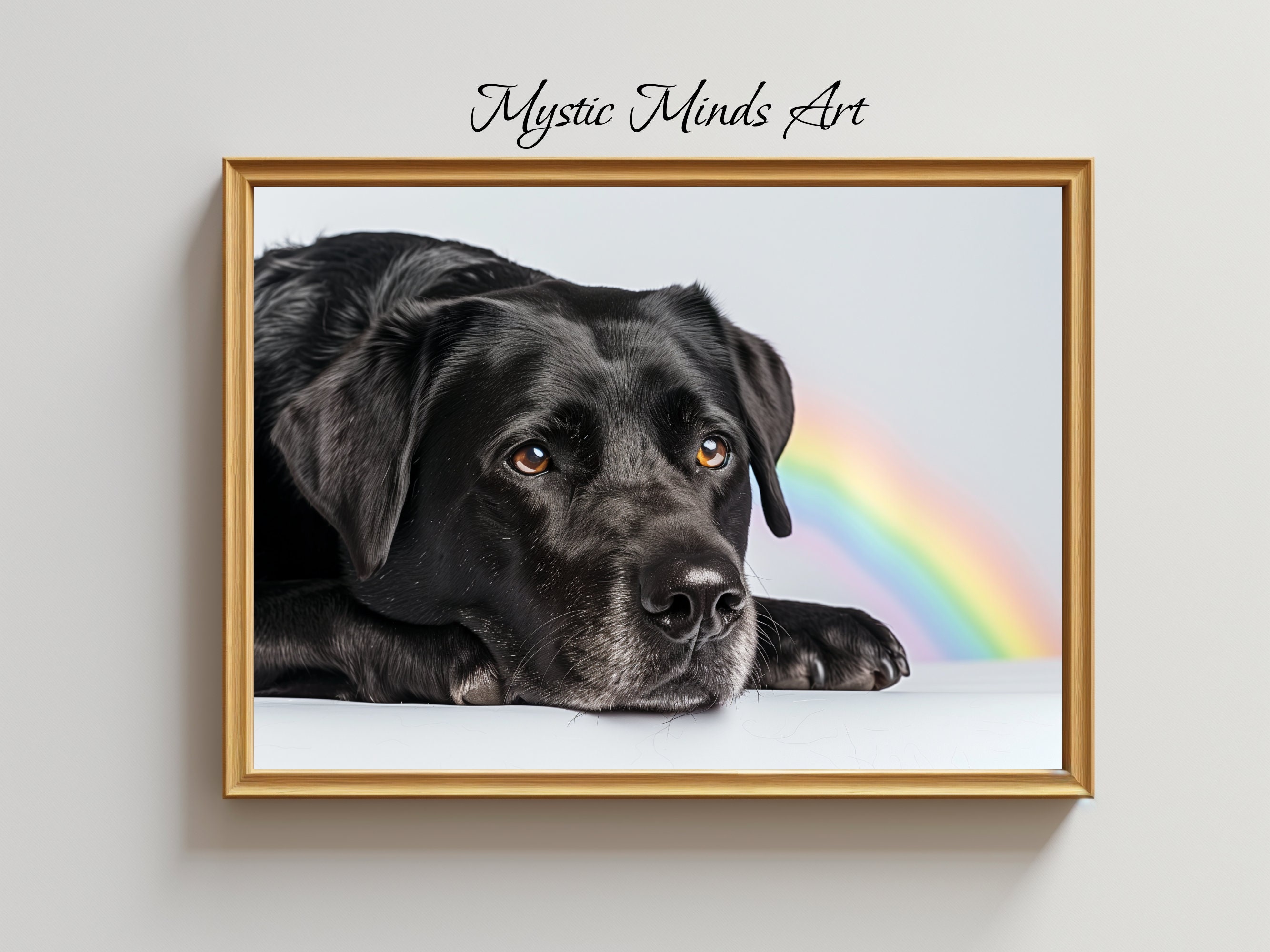 Printable Black Labrador Rainbow Art: Heartfelt Portrait of a Black ...