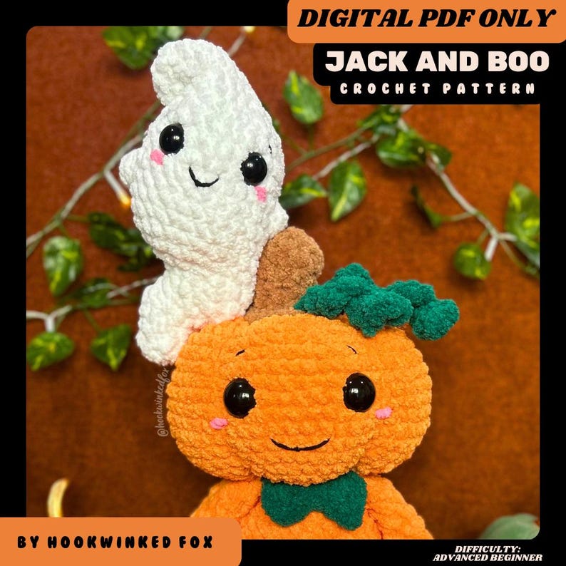 DIGITAL PDF Jack and Boo Crochet Pattern by Hookwinked Fox | Low-sew ...