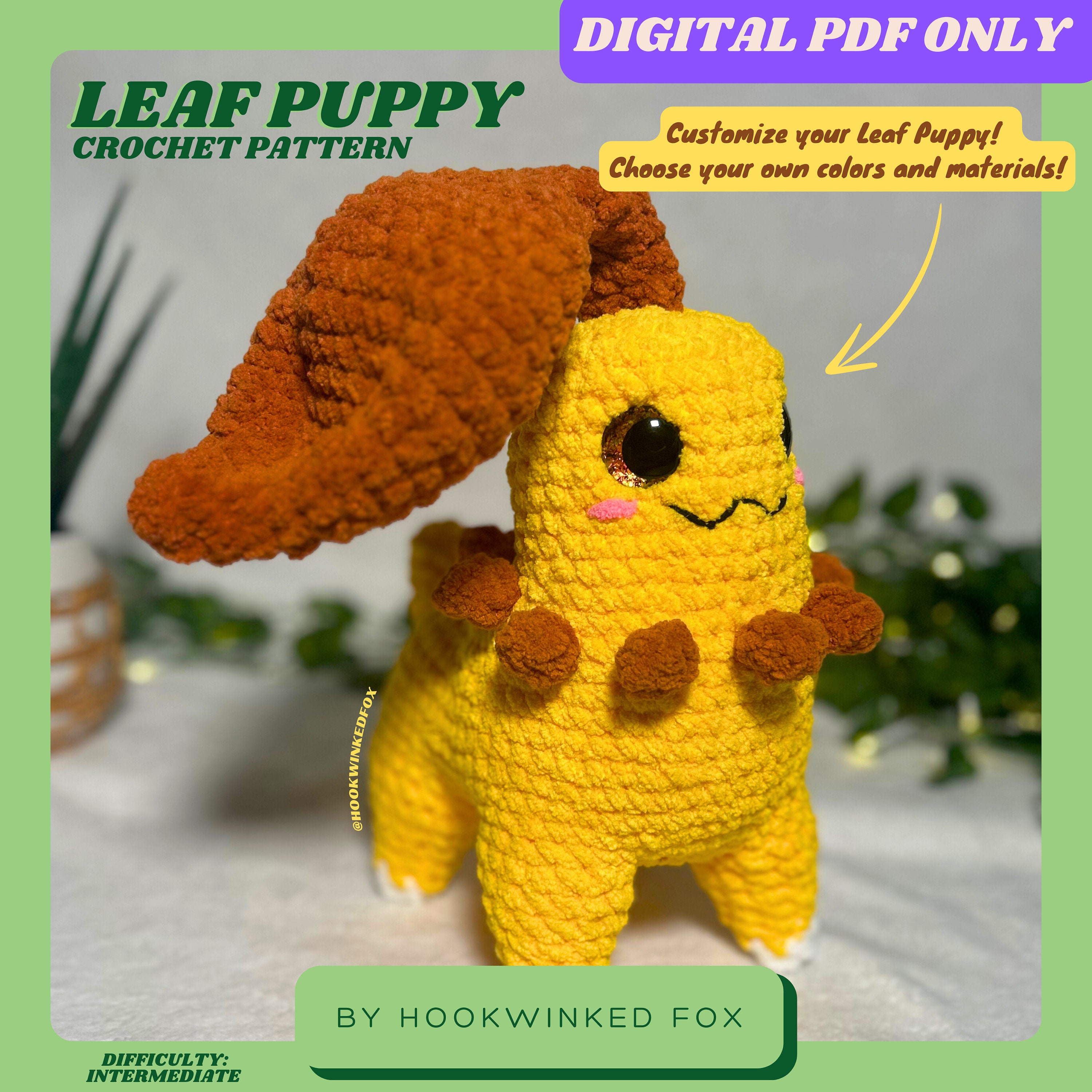 DIGITAL PDF Leaf Puppy Crochet Pattern by Hookwinked Fox Amigurumi ... DIGITAL PDF Leaf Puppy Crochet Pattern by Hookwinked Fox Amigurumi ...