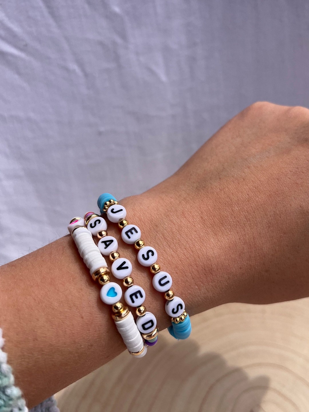 Jesus Bracelets, Blue Jesus Bracelet, White Jesus Bracelet, Stretch ...