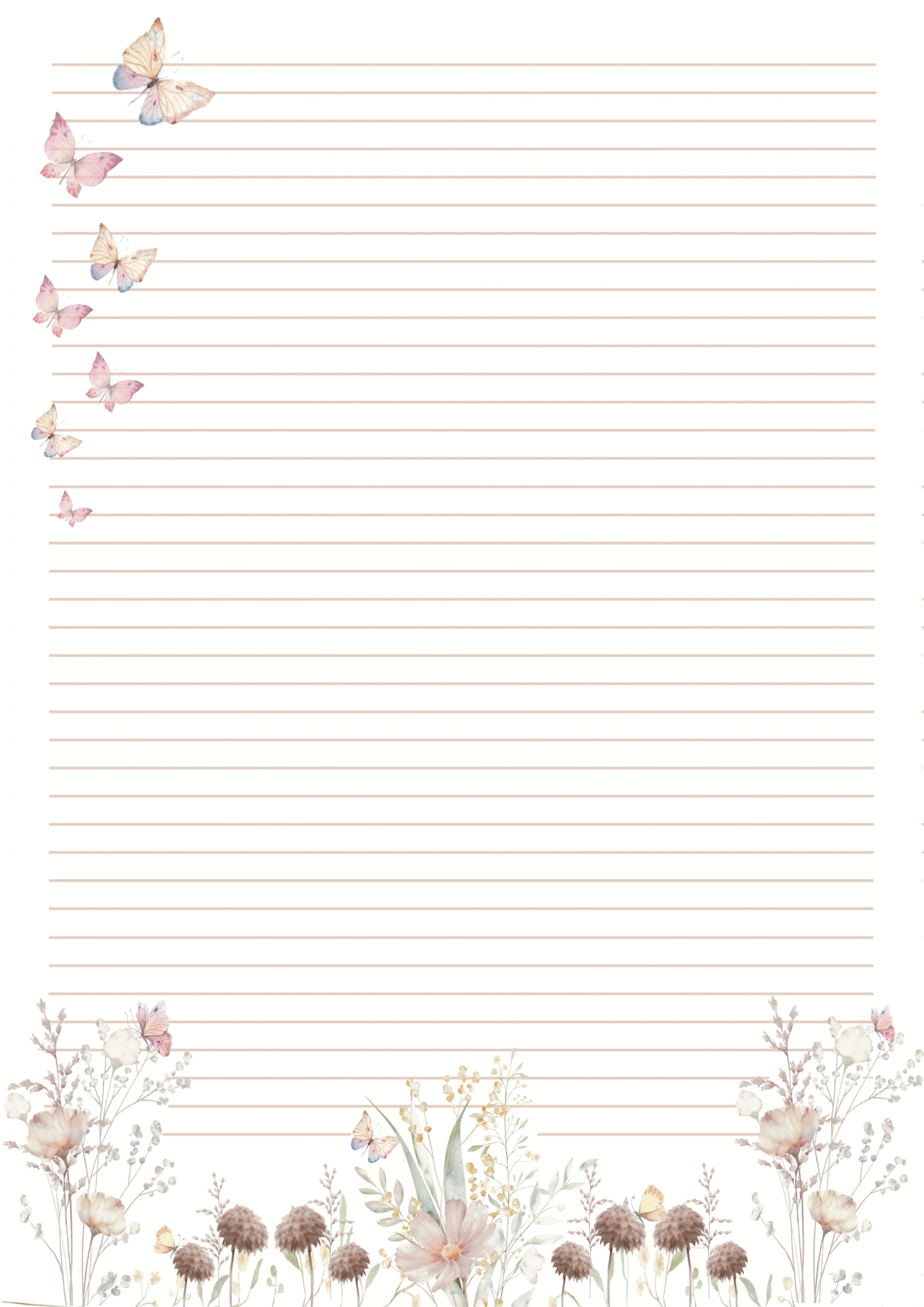 Printable Writing Paper, Stationery Set, Letter Writing Paper, Floral ...