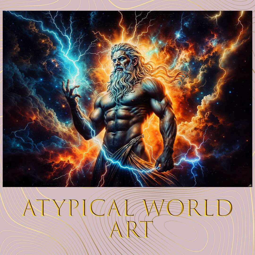 Supreme Greek God of Thunder and Lightning Zeus, Power, Universe, Stars ...