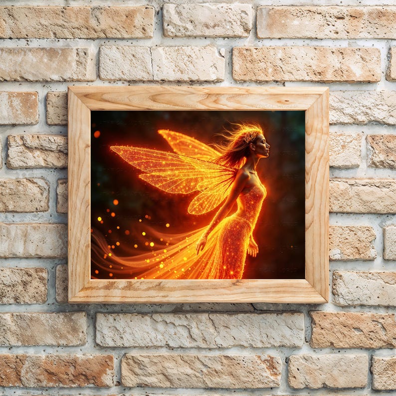 Enchanting Fiery Fairy Girl With Glowing Luminous Glittering Red Wings ...
