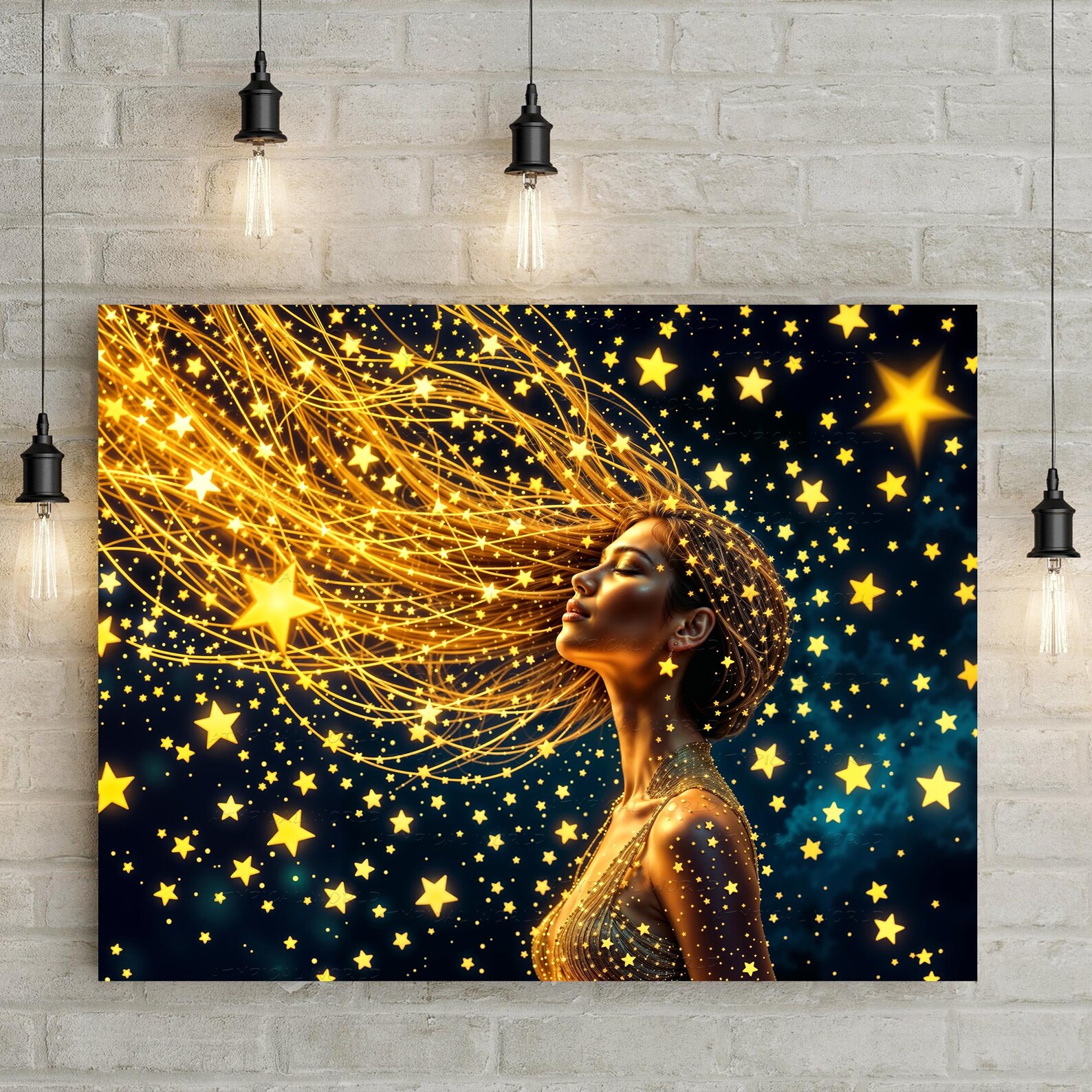 Golden Star Dreamer Enchanting Fantasy, Radiant Star Lady, Beautiful ...