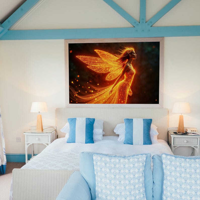 Enchanting Fiery Fairy Girl With Glowing Luminous Glittering Red Wings ...