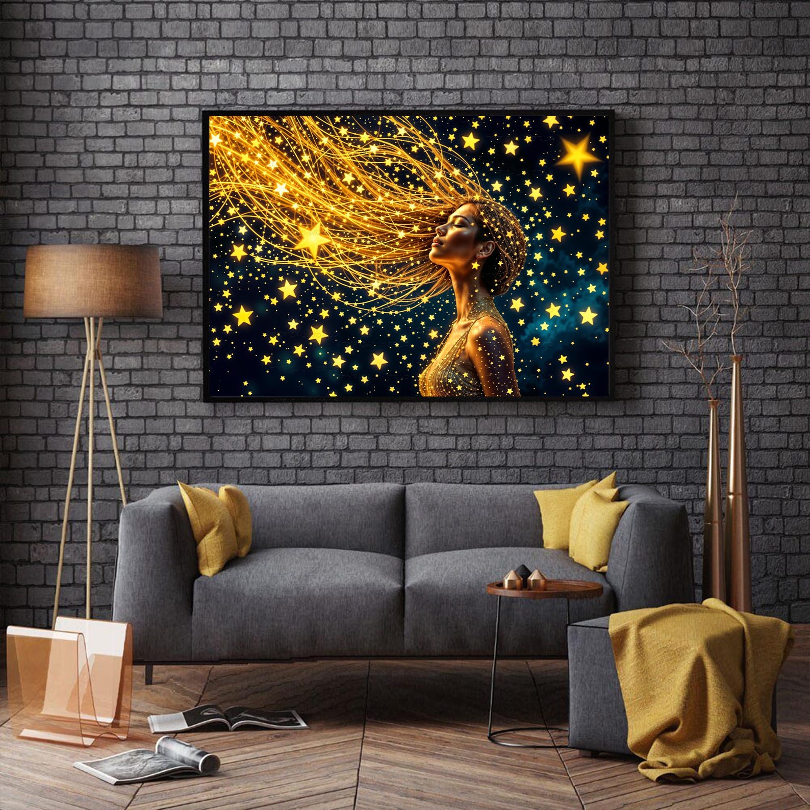 Golden Star Dreamer Enchanting Fantasy, Radiant Star Lady, Beautiful ...