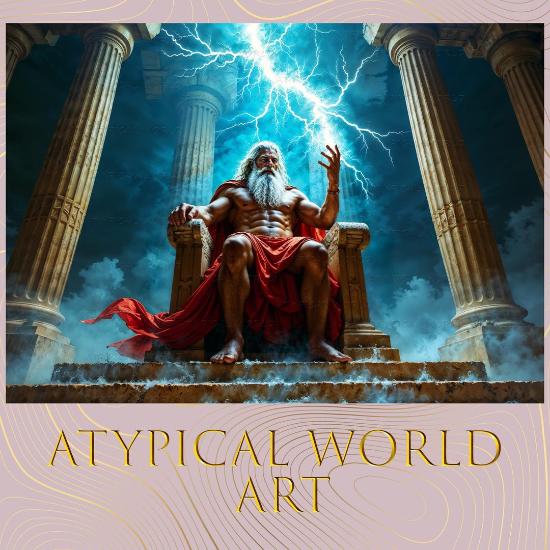 Powerful Zeus Ancient Greek Olympian God on Marble Throne With ...