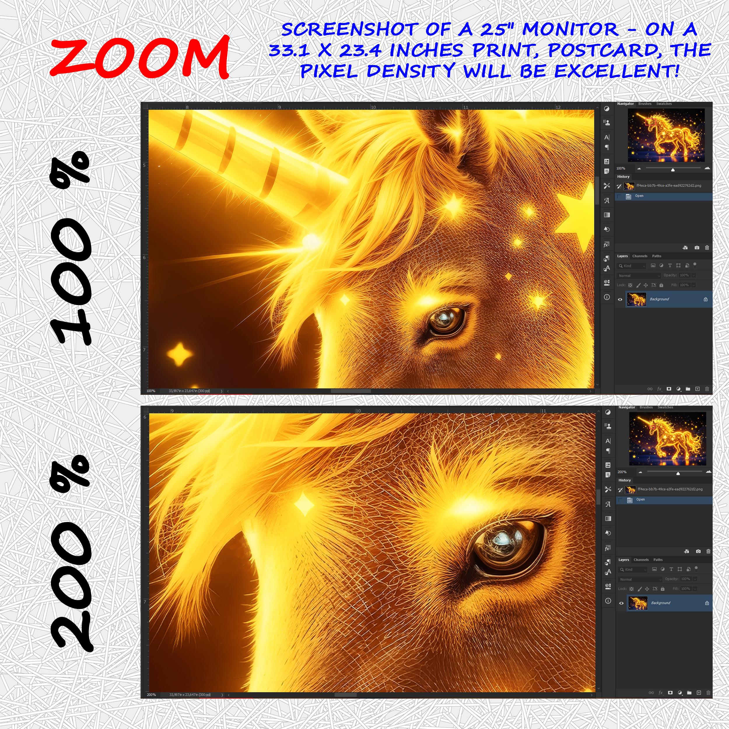 Fantasy Cute Shine Golden Unicorn in Golden Radiance and Stars: Neon ...