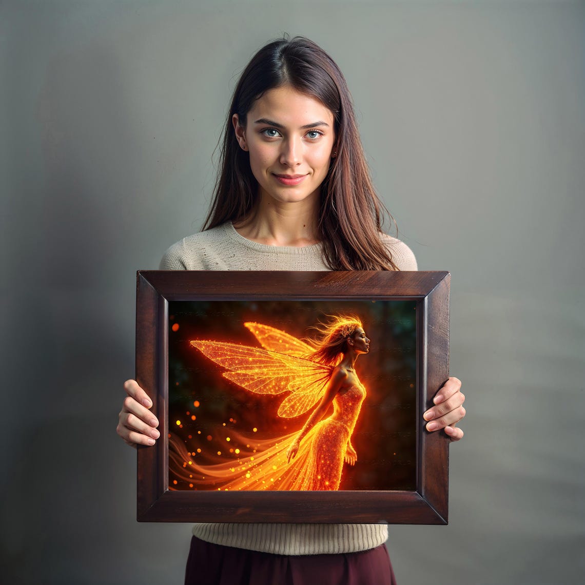 Enchanting Fiery Fairy Girl With Glowing Luminous Glittering Red Wings ...