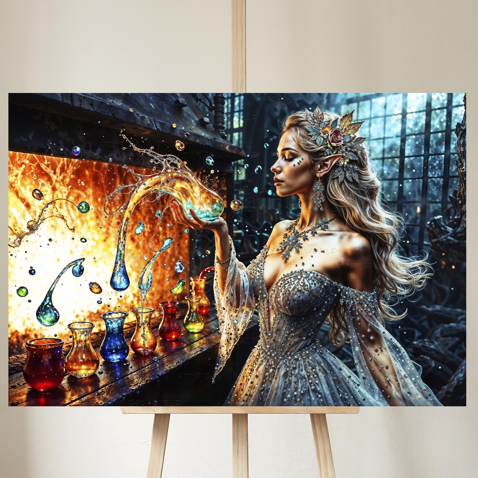 Beautiful Fantasy Girl Elf Glazier Melts Magic Glass, Multi-colored ...