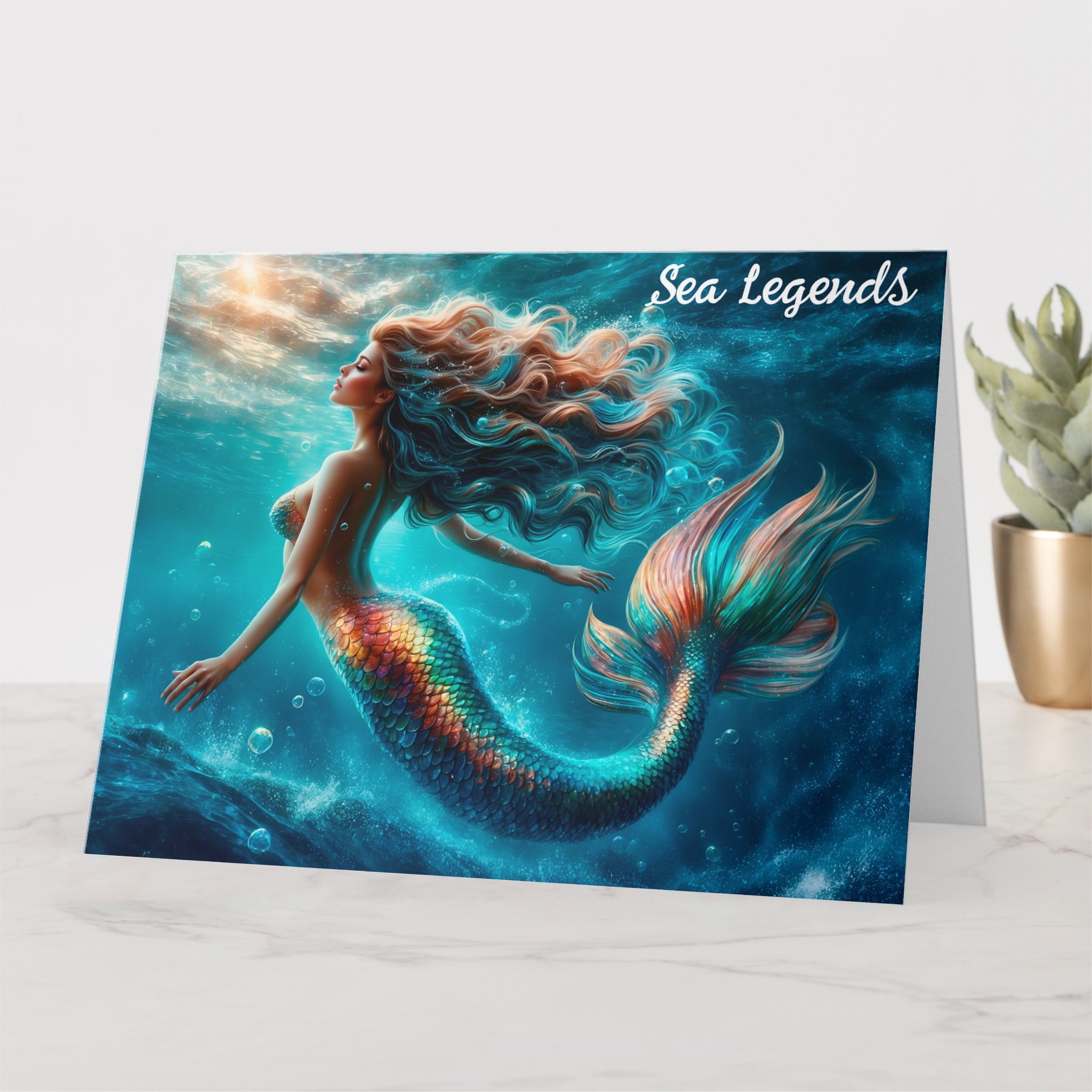 Fantastic Mermaid With a Shiny Tail in the Underwater Ocean World ...