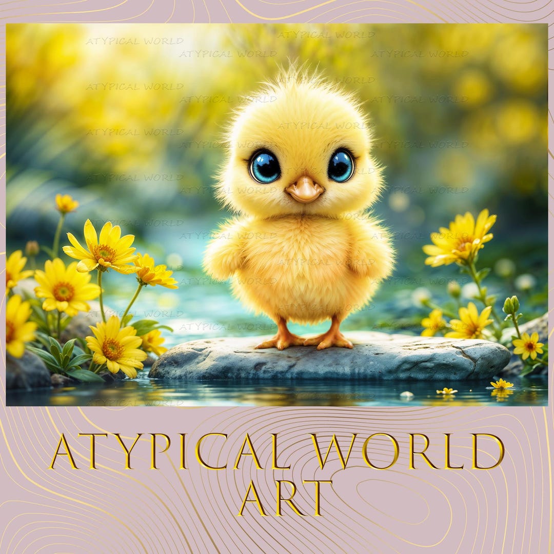 Adorable Baby Chick in a Spring Meadow: A Delightful Art of Innocence ...