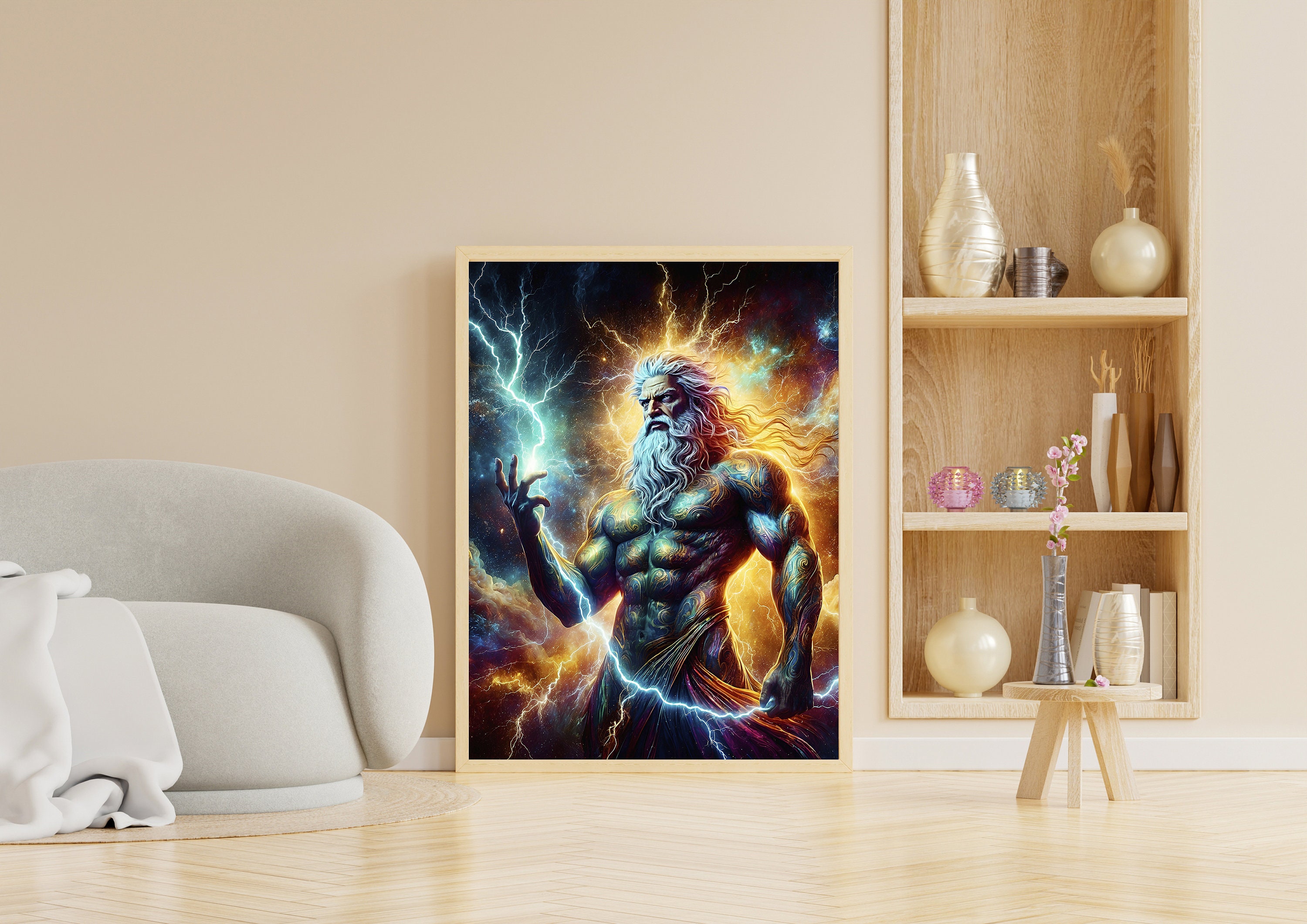 Supreme Greek God of Thunder and Lightning Zeus, Power, Universe, Stars ...