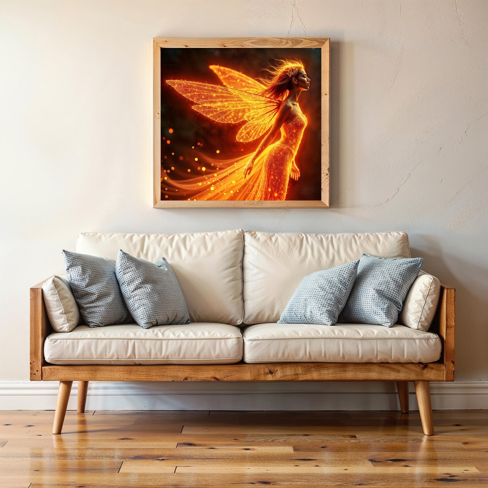 Enchanting Fiery Fairy Girl With Glowing Luminous Glittering Red Wings ...