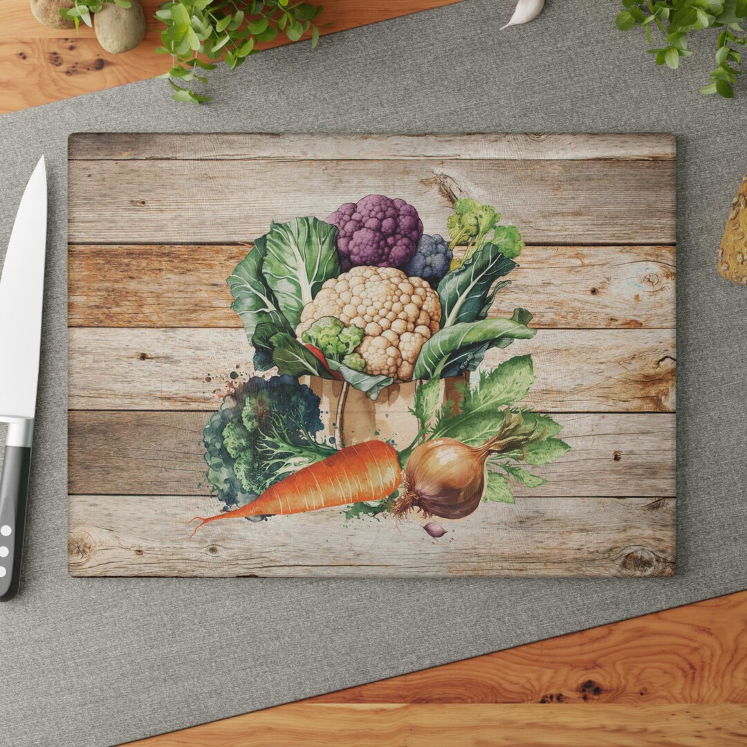 Vegetable's in a Paper Bag, Glass Cutting Board, Watercolor Root ...