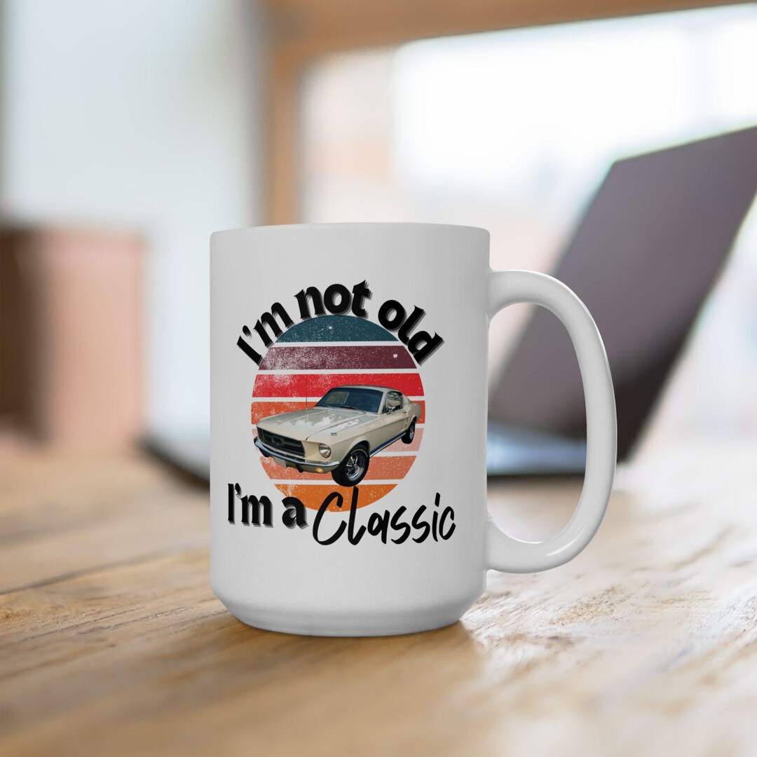 1968 Ford Mustang Ceramic Mug Classic Car Graphic Coffee Mug, Men’s ...
