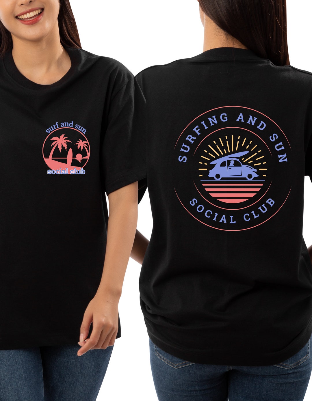Surf and Sun Social Club Gildan Softstyle Shirt, Summer Shirt, Beach ...