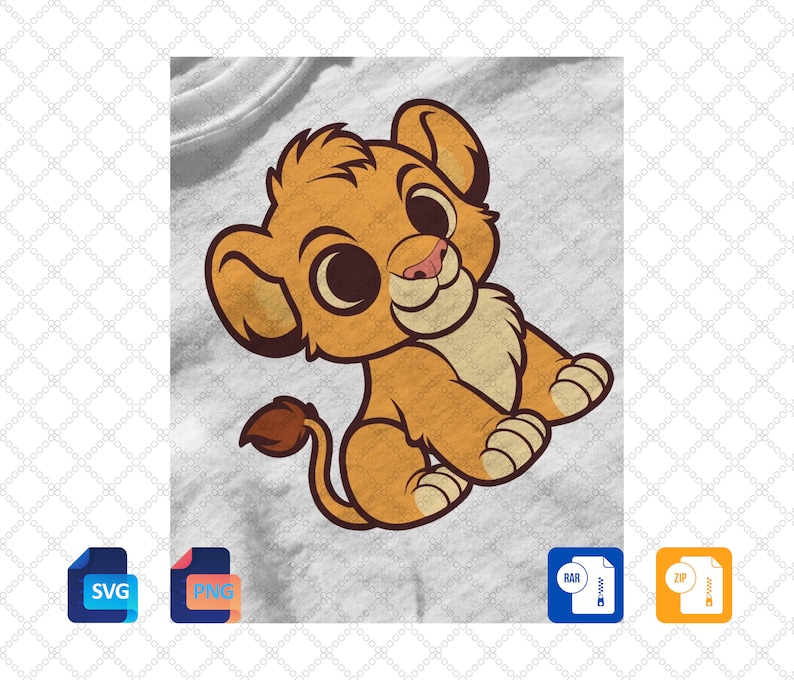 El Rey León Svg y Png, Simba Svg, Simba Clipart, Rey León Simba ...