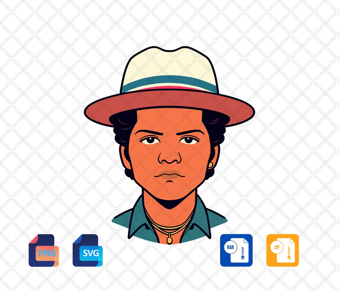 Bruno Mars, Bruno Mars Svg and Png, Bruno Mars Vector, Clipart, Digital ...
