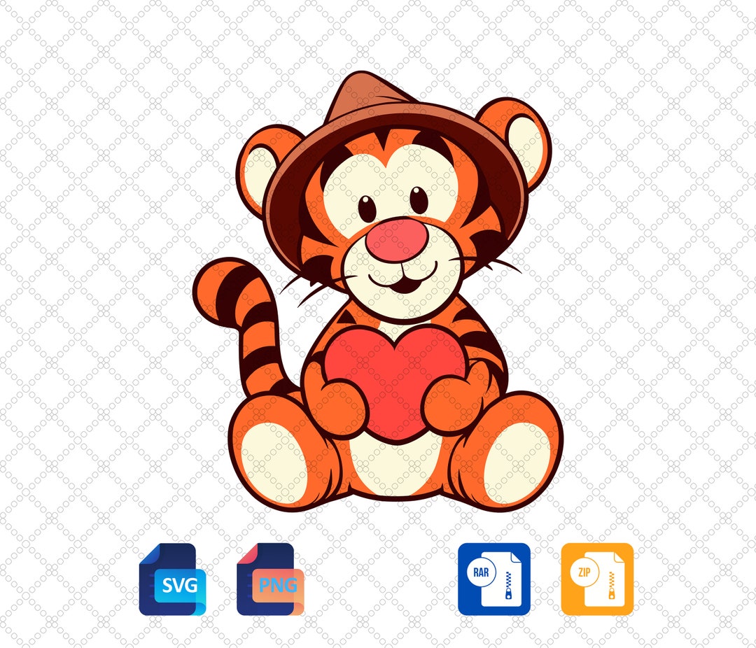 Tigger Svg, Baby Tigger Svg &Png, Tiger Svg, Tigger Valentines Day Svg ...