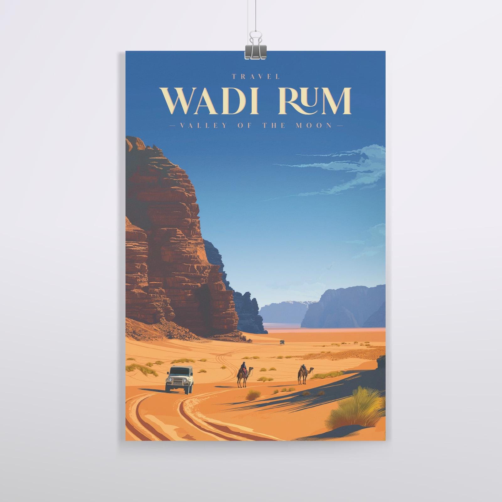 Wadi Rum Travel Poster, Jordan - Desert , Digital Product, Digital ...