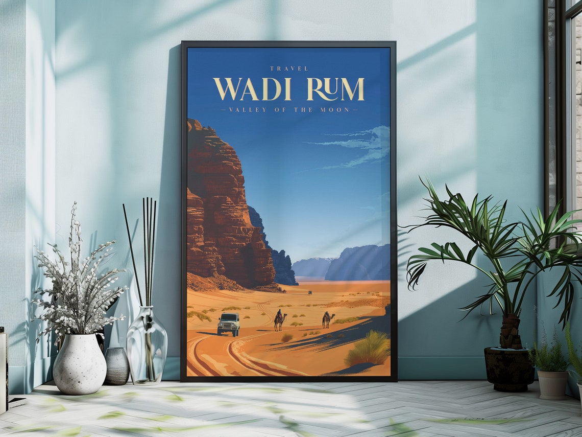 Wadi Rum Travel Poster, Jordan - Desert , Digital Product, Digital ...
