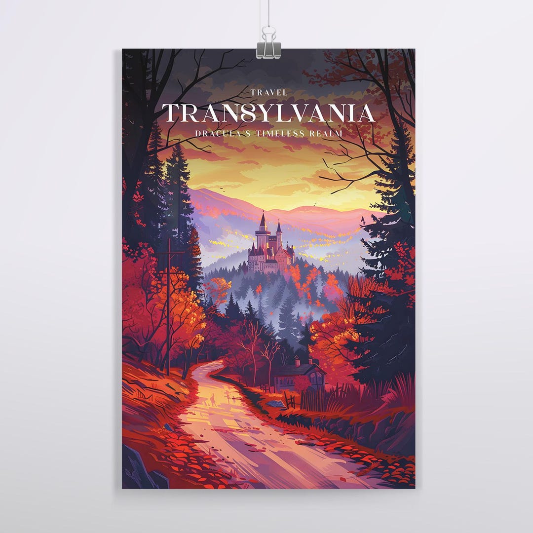 Transylvania Fall Colors Travel Poster, Dracula's Castle (digital ...