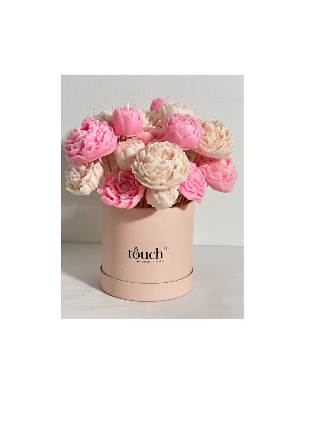 Celine Flowers Candles Bouquet in Size L, Soy Wax Candle, Peony Candle ...