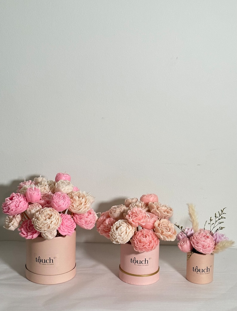 Celine Flowers Candles Bouquet in Size S, Soy Wax Candle, Peony Candle ...