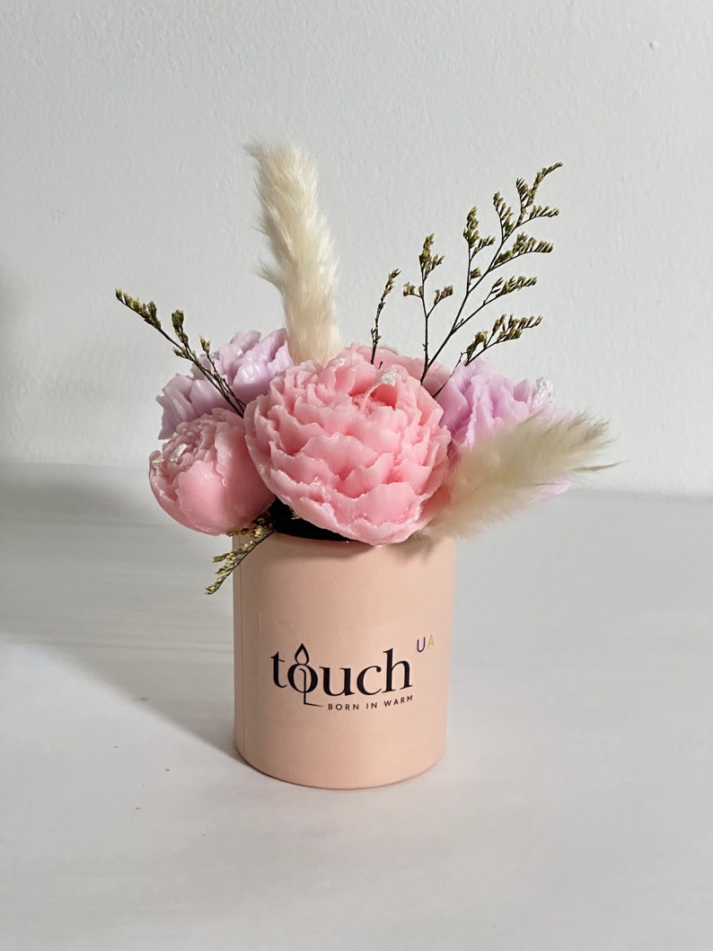 Celine Flowers Candles Bouquet in Size S, Soy Wax Candle, Peony Candle ...