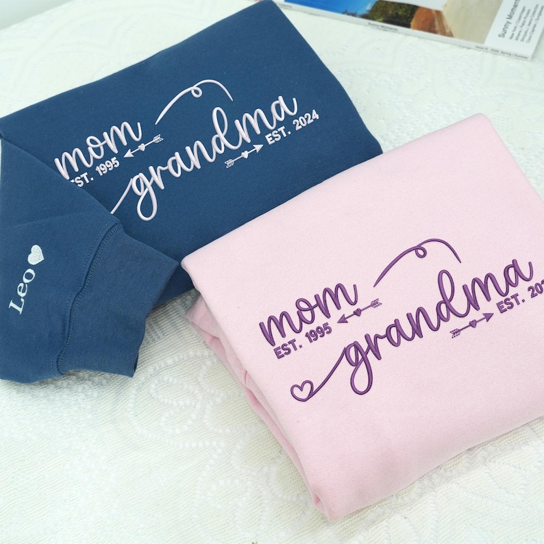 Custom Embroidered Mom/grandma Sweatshirt: Pregnancy Announcement ...