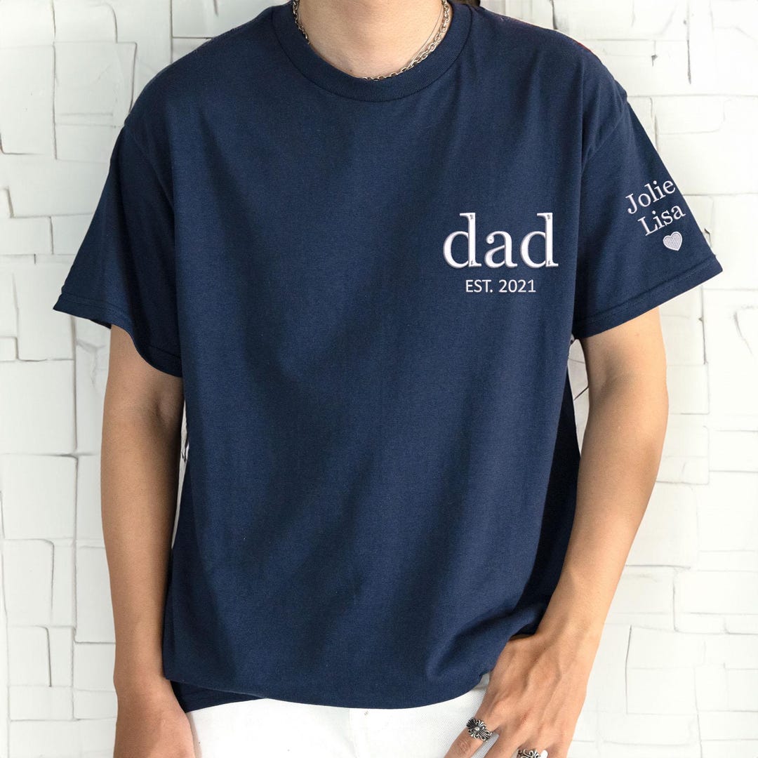 Dad Shirt - Cute Fathers Day Gift - Custom Children Names on Sleeve ...