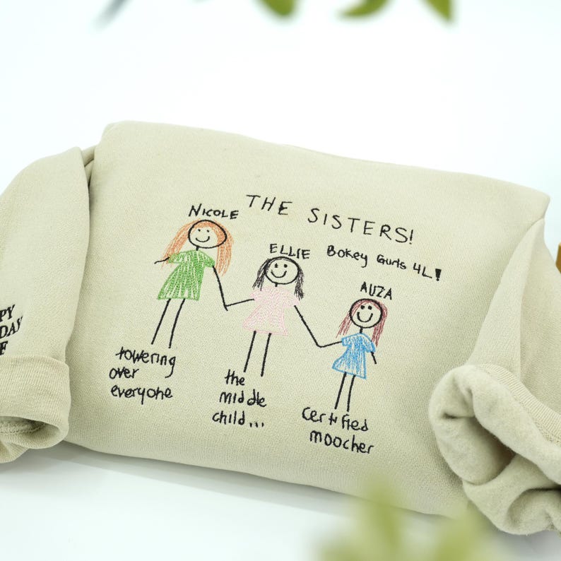 Embroidered Kids Drawing Sweatshirt: Custom Children's Art Gift - Etsy