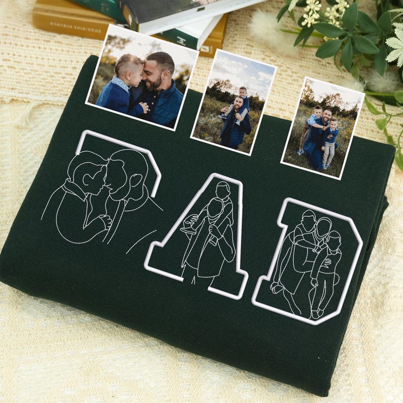 Dad Portrait Custom Embroidered Hoodie, Custom Fathers Day Hoodie ...