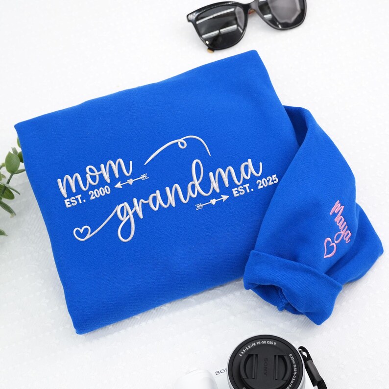 Custom Embroidered Mom/grandma Sweatshirt: Pregnancy Announcement ...