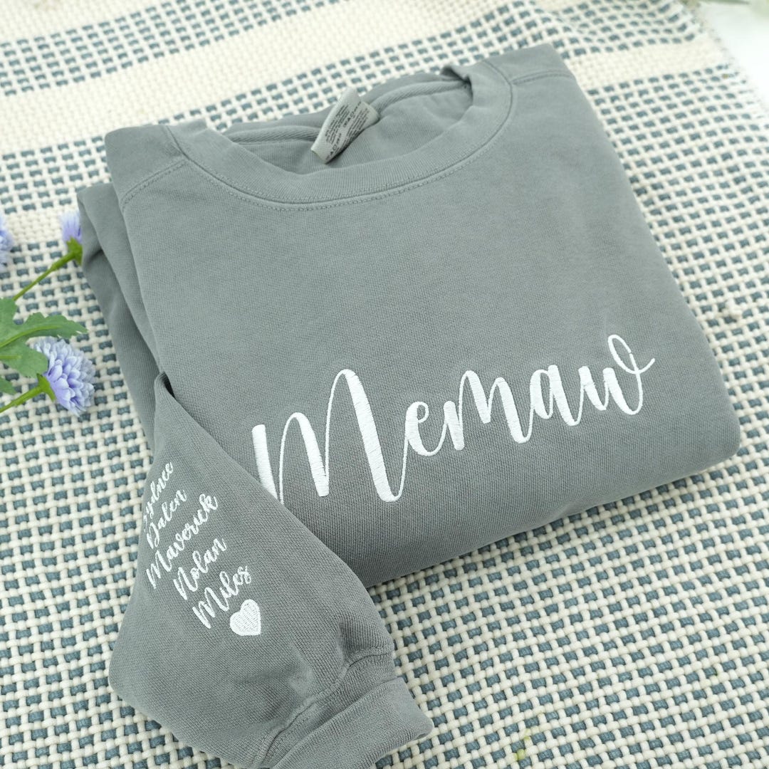 Custom Embroidered Memaw Sweatshirt, Comfort Colors Grandma Sweater ...
