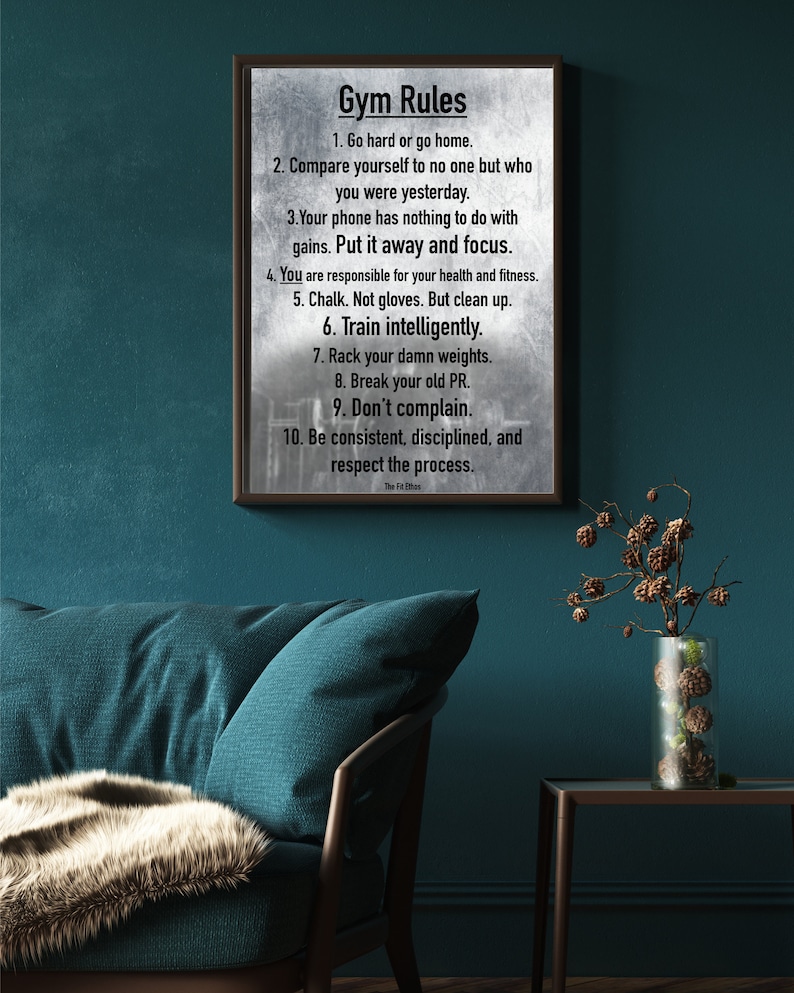 Printable Gym Rules Poster, Motivational Wall Art, Inspirational ...