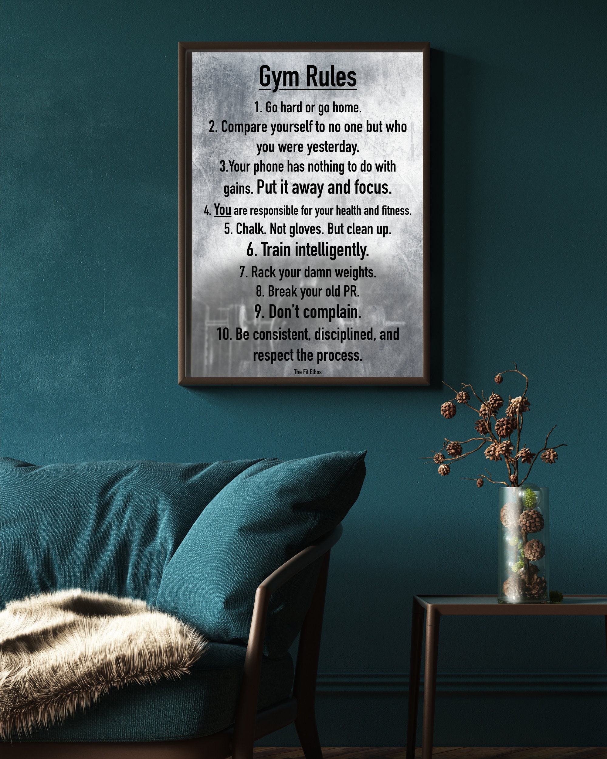 Printable Gym Rules Poster, Motivational Wall Art, Inspirational ...