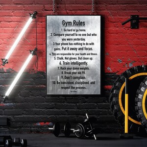 Printable Gym Rules Poster, Motivational Wall Art, Inspirational ...