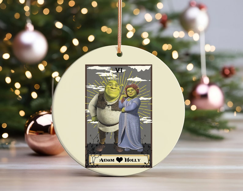 Personalized Shrek and Fiona Ornament Shrek Face Ornament, Engagement ...